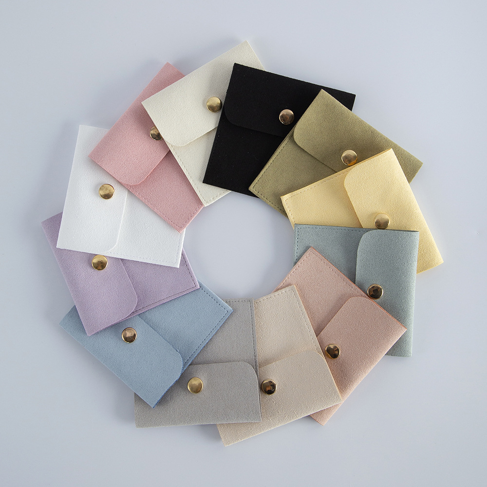 8x8cm Microfiber Jewelry Pouch - Button Closure Jewelry Bag - Packgenio